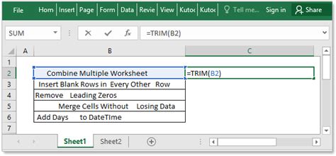 how to remove leading and trailing spaces in excel cells
