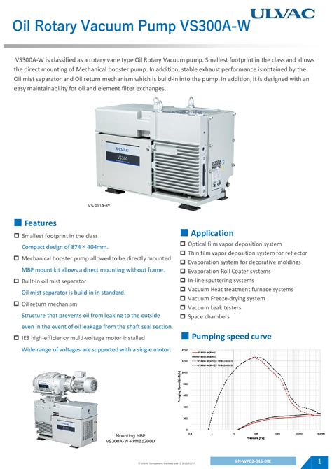 Oil Rotary Vacuum Pump Vs300a W Ulvac Gmbh