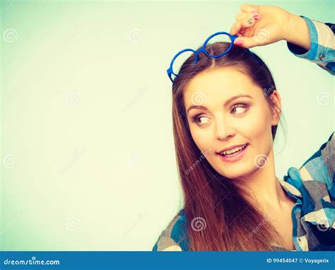 Attractive Nerdy Woman In Weird Glasses Royalty Free Stock Image CartoonDealer Com