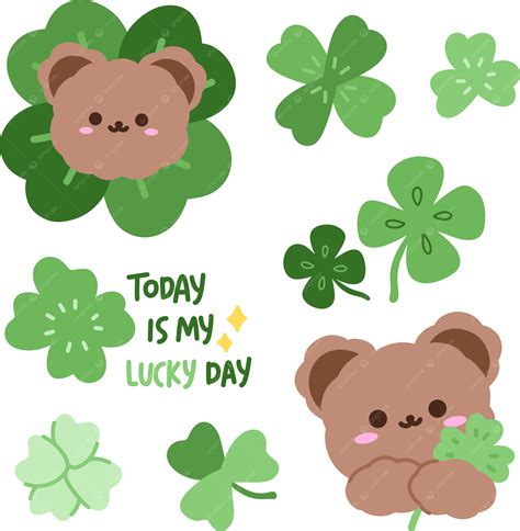 곰 클로버 스티커 행운의 날 한국어 귀여운 클로버 귀여운 곰 행운의 곰 Png 일러스트 및 Psd 이미지 무료 다운로드 Pngtree