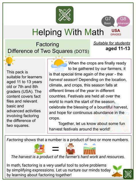 Difference Of Two Squares Worksheet