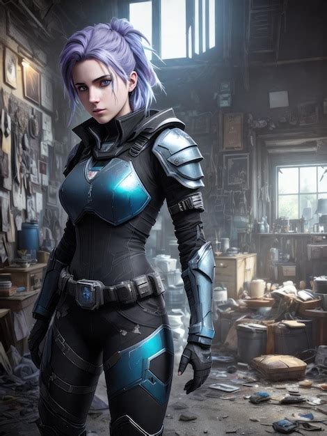 Premium AI Image A Girl In A Room With A Poster That Says Ghost In The Shell