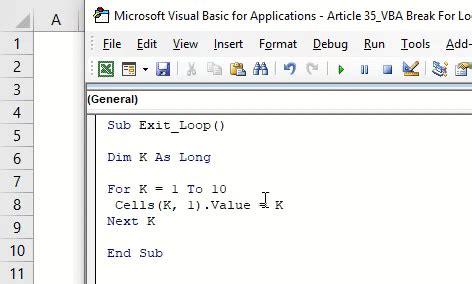 VBA Break For Loop How To Exit For Loop In Excel VBA