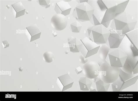 Modern Abstract Chaotic Composition Cube Sphere Polygonal Background Geometric Futuristic