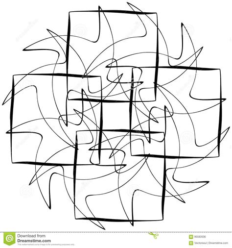 Different Linear Geometric Objects Random Intersecting Lines Forming Abstract Shape Stock