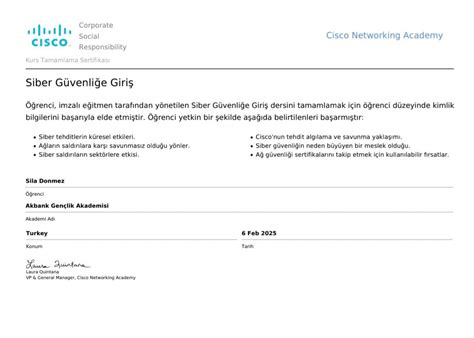 Cybersecurity Cisconetworkingacademy Akbankgençlikakademisi… Sıla Dönmez