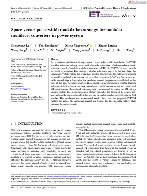 Iet Cyber Phy Sys Theory Ap 2023 Lu Space Vector Pulse Width Modulation Strategy For