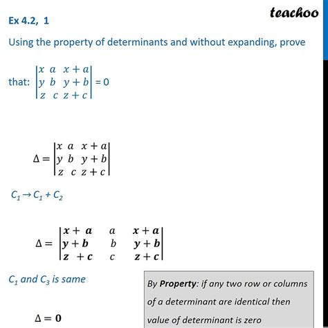 Question 1 Using Property Of Determinants Without Expanding