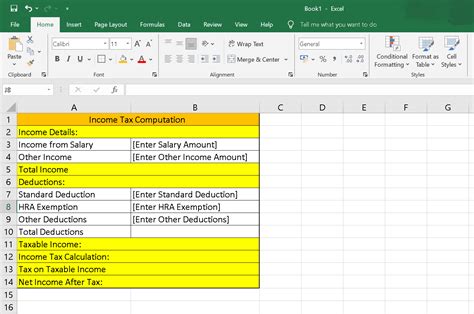 Computation Of Income Tax Format In Excel Tpoint Tech