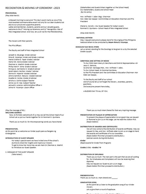 Moving Up And Recognition Script 2023 Pdf