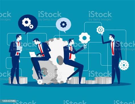 유지 보수입니다 제품 개발 및 엔지니어링 서비스 개념 비즈니스 서비스 벡터 일러스트 레이 션 플랫 비즈니스 만화 디자인 팀워크 문자 스타일에 대 한 비즈니스 사람 개발에