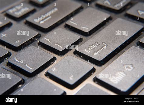 Computer Keyboard Close Up Focus At ENTER Button Computer Learning Concept Information