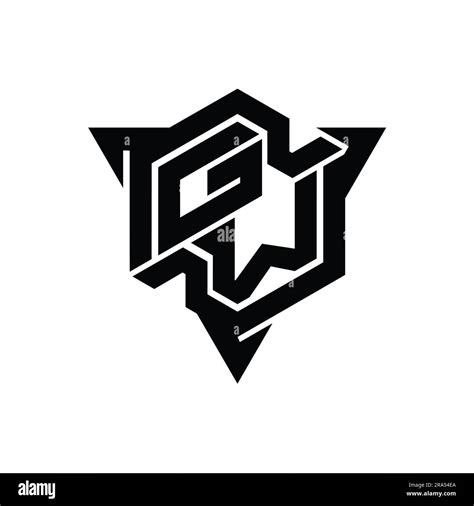 GW Letter Logo Monogram Hexagon Shape With Triangle Outline Gaming
