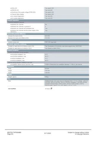 Siemens Analog Input Module Ai 8xu I Rtd Tc St 16 Bit Resolution For Industrial At Rs 51040 In