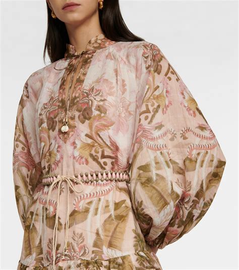 Zimmermann Lyre Floral Ramie Midi Dress Zimmermann