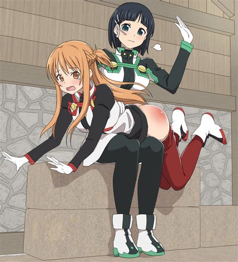 Rule 34 Ass Black Hair Black Pants Blush Crying Eingyeo Green Outfit Kirigaya Suguha Legs Up