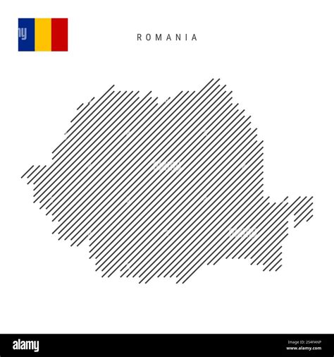 Romania Map From Pattern Of Black Slanted Parallel Lines Romanian Map With Gray Diagonal Lines