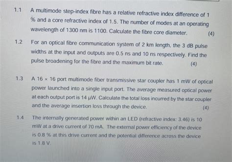 11 ﻿a Multimode Step Index Fibre Has A Relative
