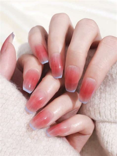 أظافر اصطناعية طويل نعش ألوان متدرجة ورقة الشريط مع قطعة ملف الأظافر 24