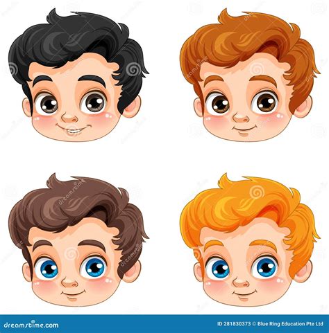 классный мальчик с разными цветами волос и расами Иллюстрация вектора