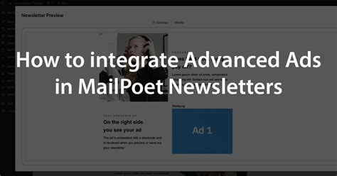 how to integrate ads in mailpoet newsletters advanced ads