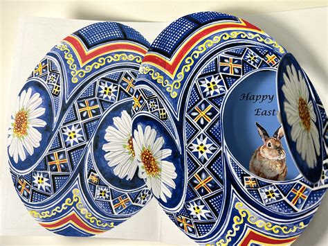 Easter Bunny And Ukrainian Pysanky Easter Egg Surprise Pop Up Card Etsy