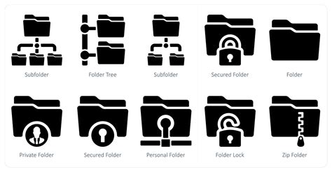 A Set Of 10 Folder Icons As Sub Folder Folder Tree Secured Folder 43513903 Vector Art At Vecteezy