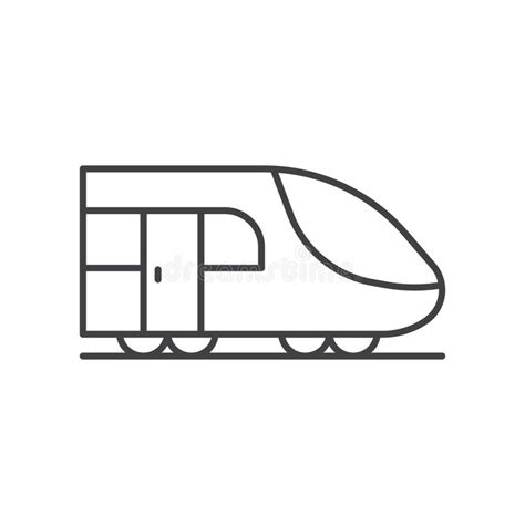 Metro Train Icon In Line Stroke Flat Style Subway Vector Illustration