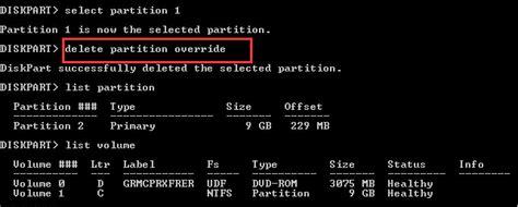 Diskpart Delete Partition Override
