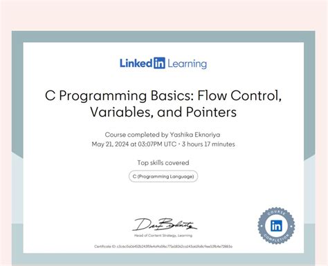 Yashika Eknoriya On Linkedin Hello Connections🥰 Successfully I Completed My Certification Of C