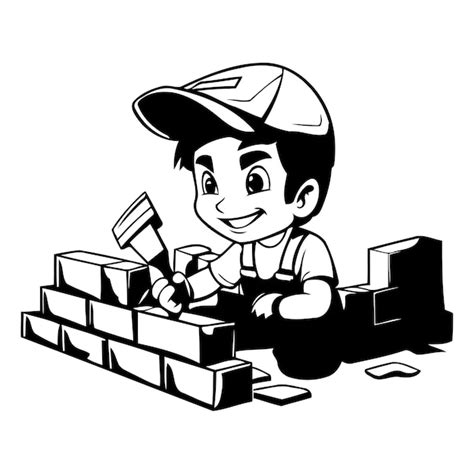 Premium Vector Vector Illustration Of A Bricklayer Worker Building A Premium Vector Vector Illustration Of A Bricklayer Worker Building A