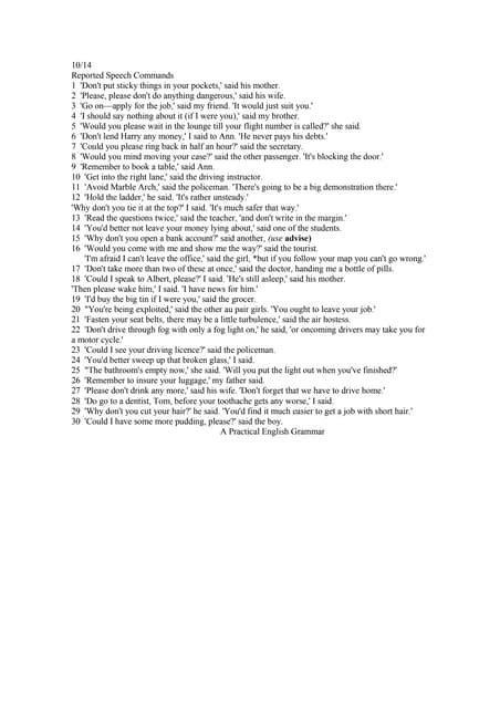 Reported Speech Commands Pdf