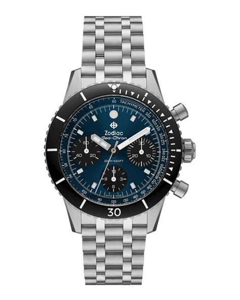 Zodiac Mens Super Sea Wolf Chrono Automatic Bracelet Watch 42mm
