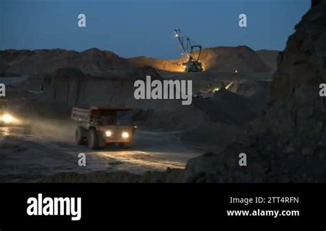 Excavators Load Ore Into Dump Trucks This Area Has Been Mined For