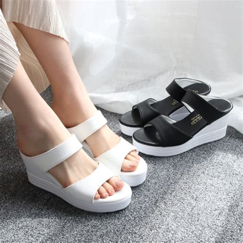 2컬러 편한 여성 웨지 슬리퍼 7cm 키높이 신발 온채널