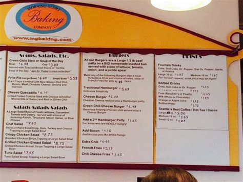 Menu At Morning Glory Cafe Los Alamos