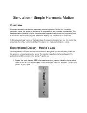 Copy Of Simulation Simple Harmonic Motion Pdf Simulation Simple Harmonic Motion Overview