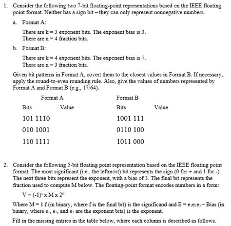 Solved Consider The Following Two 7 Bit Floating Point