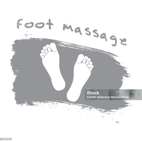 발 마사지 스탬프입니다 반사 요법입니다 브러시 스트로크 회색 피트의 실루엣입니다 재고 벡터입니다 평면 디자인입니다 건강관리와 의술에 대한 스톡 벡터 아트 및 기타 이미지