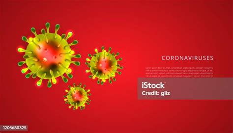 코로나 바이러스 의 그룹 3d 빨간색 배경에서 현실적인 벡터 코로나바이러스 세포 우한 바이러스 질환 배너 정보 전단지 포스터 등에 적합합니다 벡터 일러스트레이션 3차원