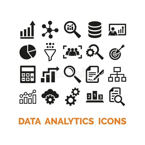 Data Analytics Icons Set On White Background Stock Illustration