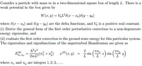 solved consider a particle with mass m in a two dimensional square box