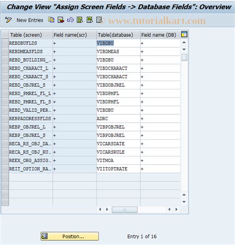REBDBU0011 SAP Tcode BU Assgmt Screen Field DB Field