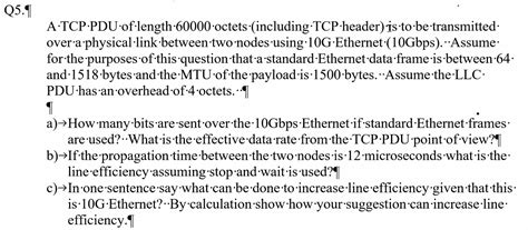 Q5 1 A Tcp Pdu Of Length 60000 Octets Including Tcp