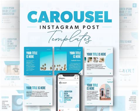 Instagram Carousel Templates Blue Carousel Design Engagement Booster Puzzle Fully Editable
