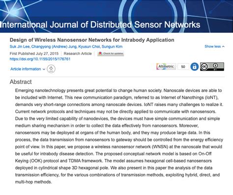 Design Of Wireless Nanosensor Networks For Intrabody Application • Zero5g