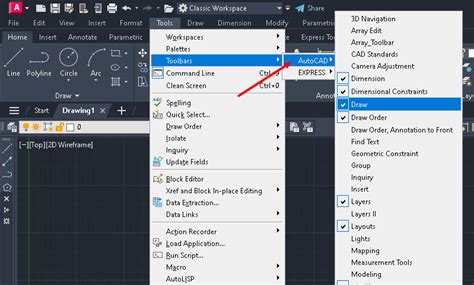 Autocad Classic Workspace