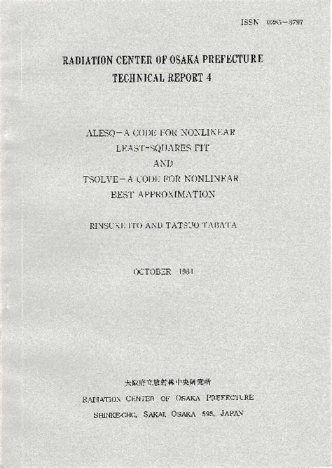 Pdf Alesq—a Code For Nonlinear Least Squares Fit And Tsolve—a Code For Nonlinear Best