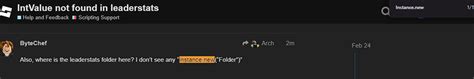 Intvalue Not Found In Leaderstats Scripting Support Developer Forum Roblox