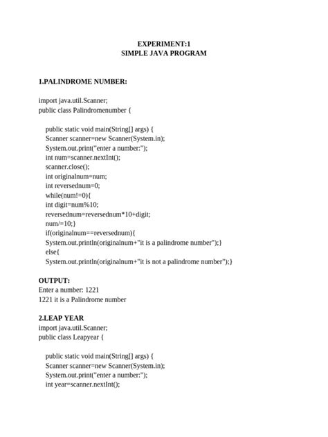 Experiment 1 Simple Java Program Pdf Computer Programming